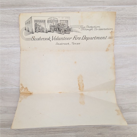 Office | Vintage Seabrook Volunteer Fire Department Letterhead Ephemera ...